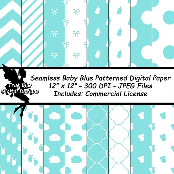 Baby Blue Digital Paper Baby Boy Paper Nursery Paper Blue | Etsy
