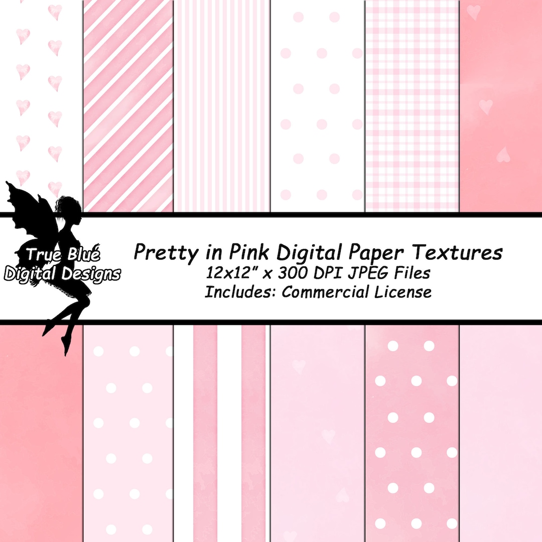 Pretty Pink Digital Paper, Pink Paper, Scrapbook Paper, Watercolor ...