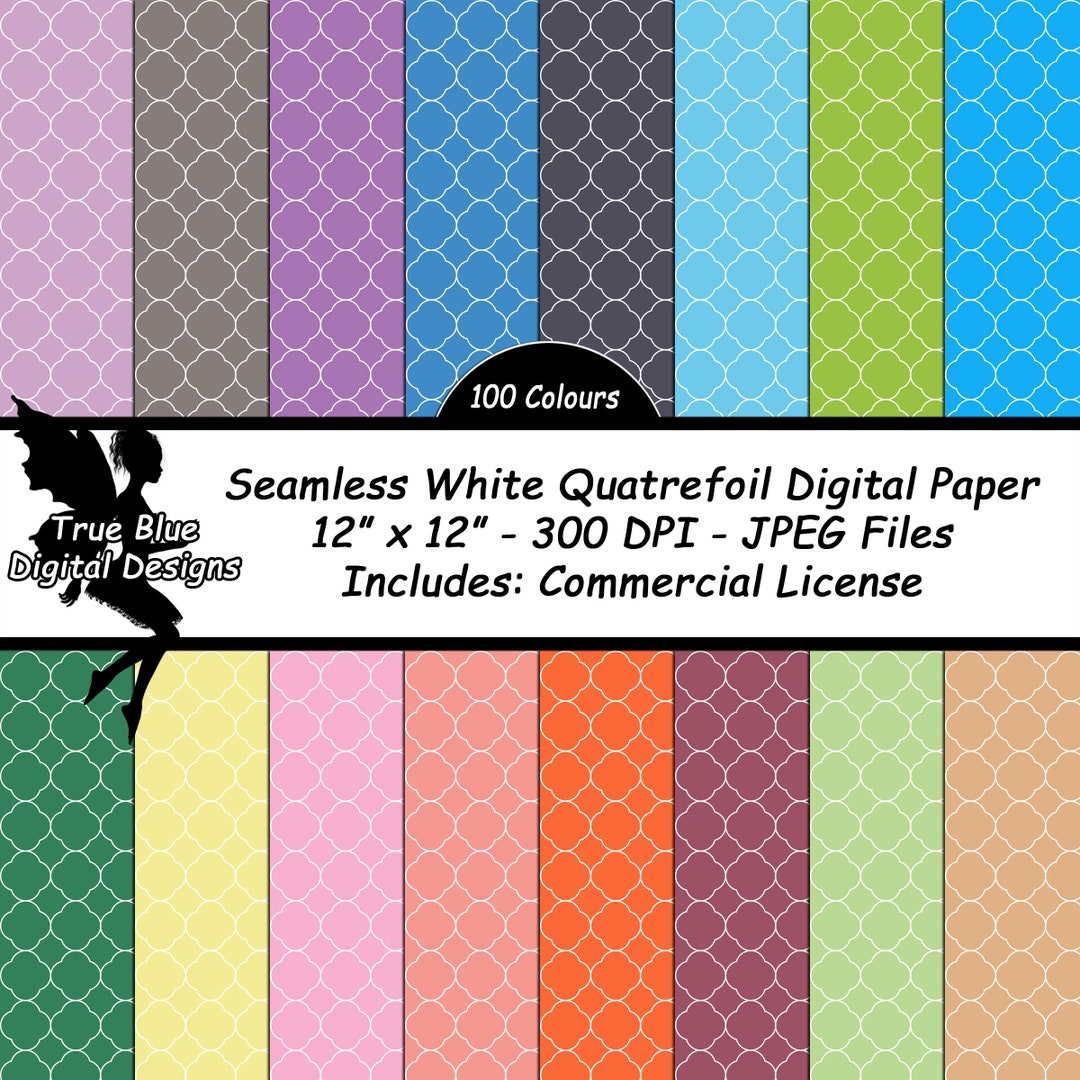 Seamless White Quatrefoil, Digital Paper, Seamless Patterns, Quatrefoil ...