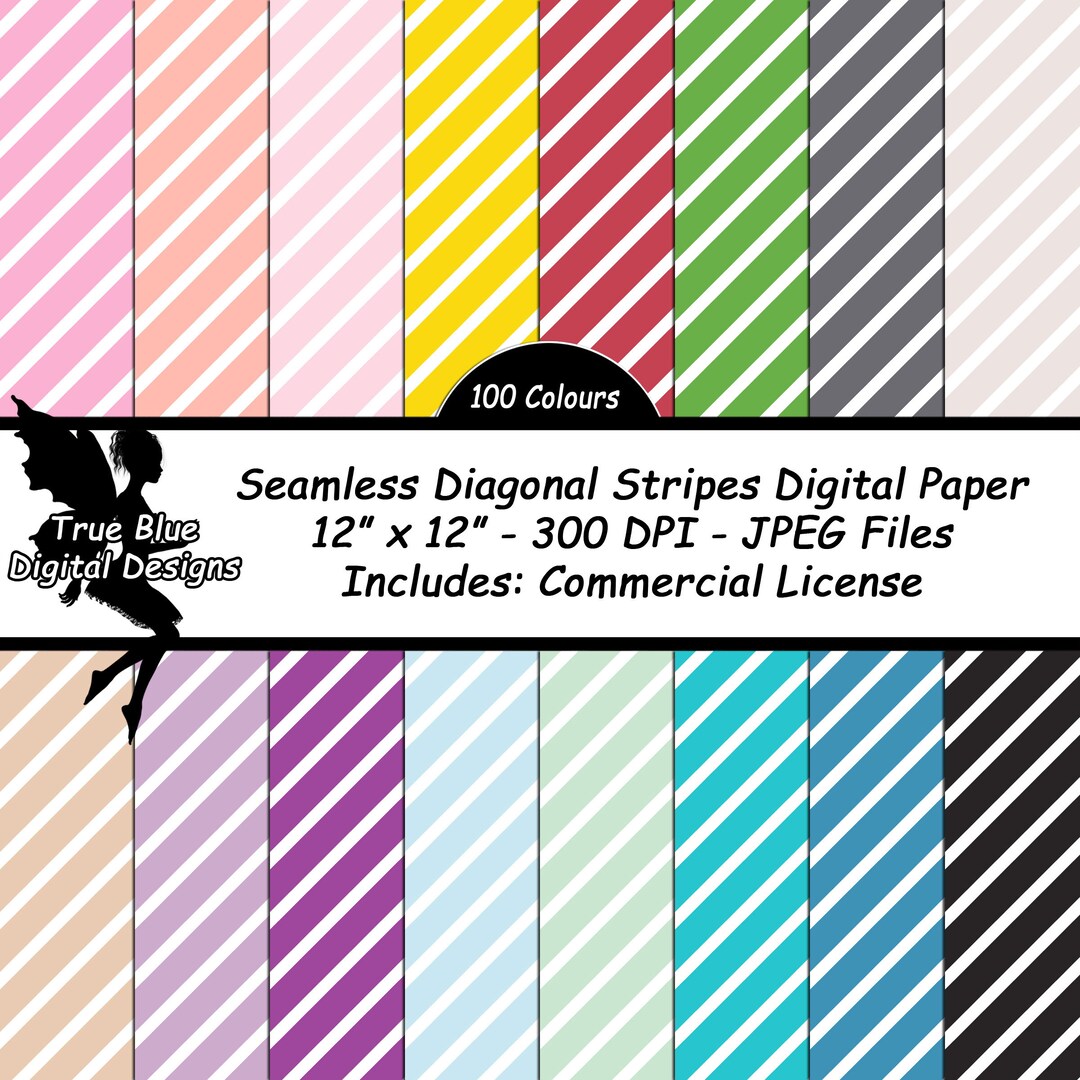 Seamless Diagonal Stripes, Digital Paper, Seamless Patterns, Stripe ...