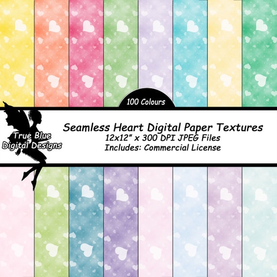 100 Seamless Heart Digital Paper Heart Backgrounds Digital | Etsy