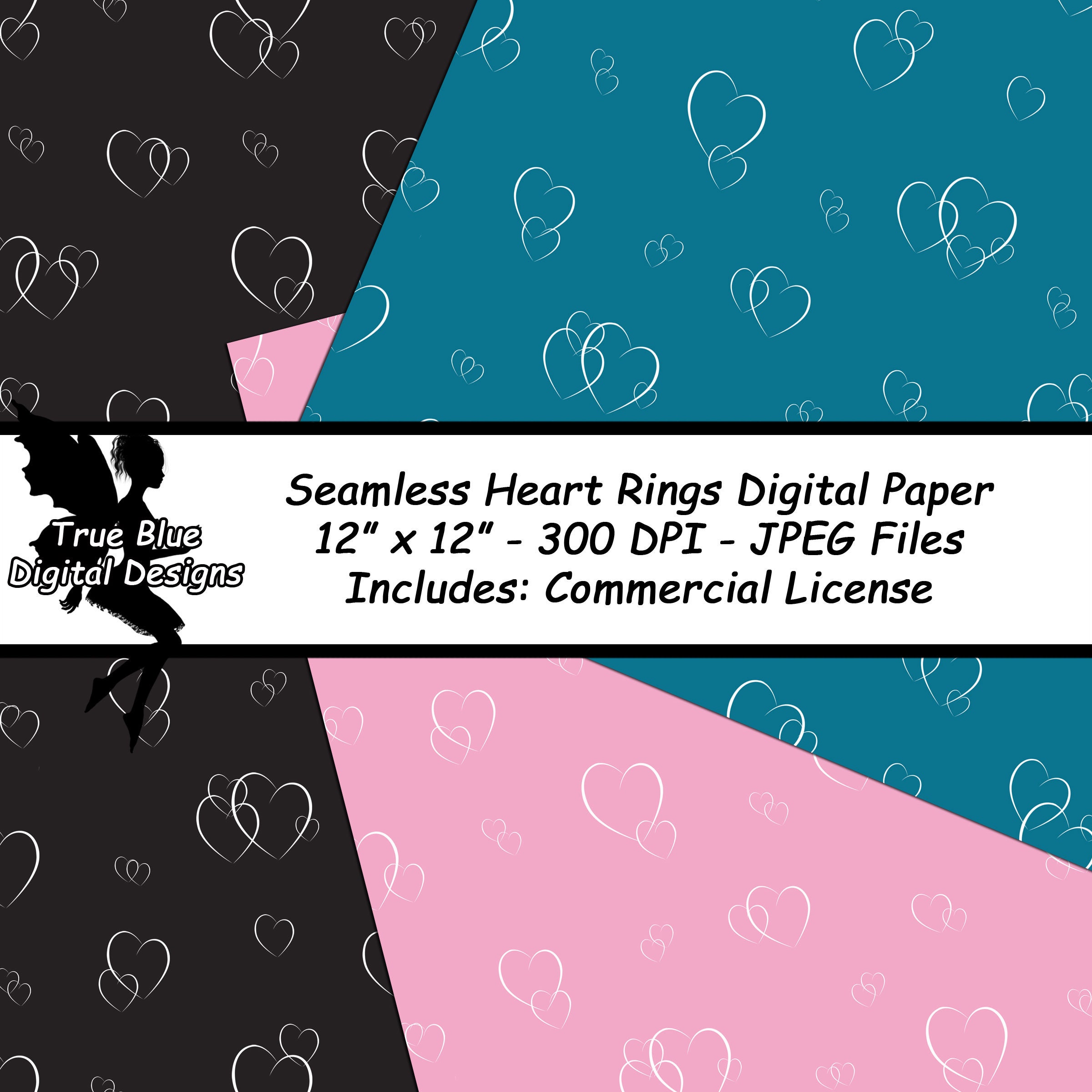 Seamless Hearts, Digital Paper, Printable Paper, Wedding Paper, Paper ...