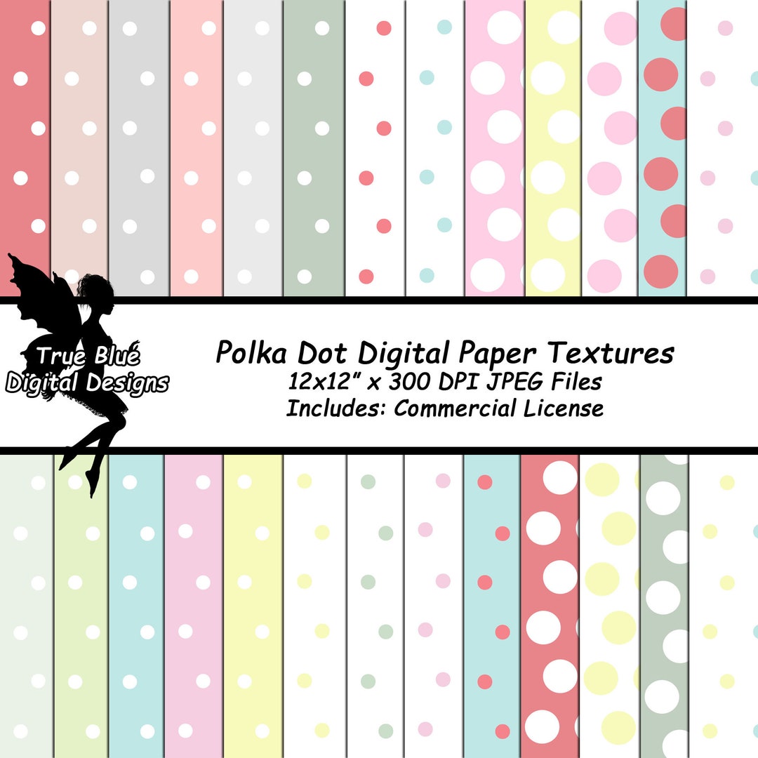 Polka Dot Digital Paper, Polka Dot Paper, Polka Dot Textures, Digital ...