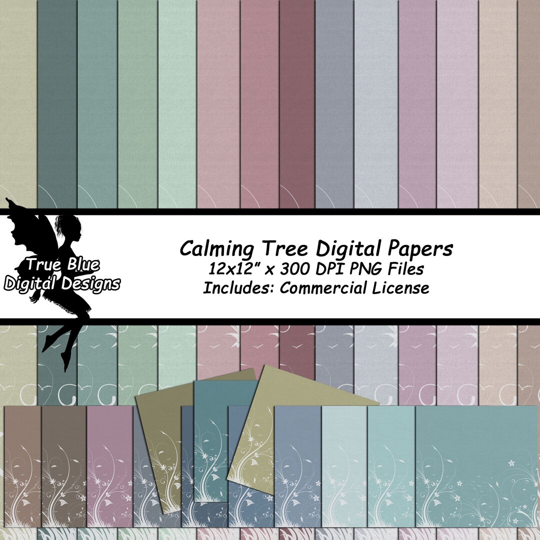 Calming Tree Digital Papers, Forest Themed Paper, Scrapbook Paper ...