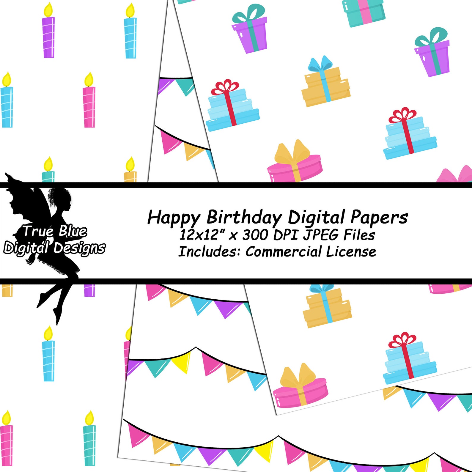 Happy Birthday Digital Paper, Happy Birthday, Birthday Paper, Digital ...