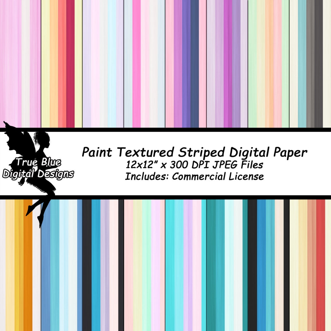 Paint Textured Stripes, Digital Paper, Striped Digital Paper, Paper ...
