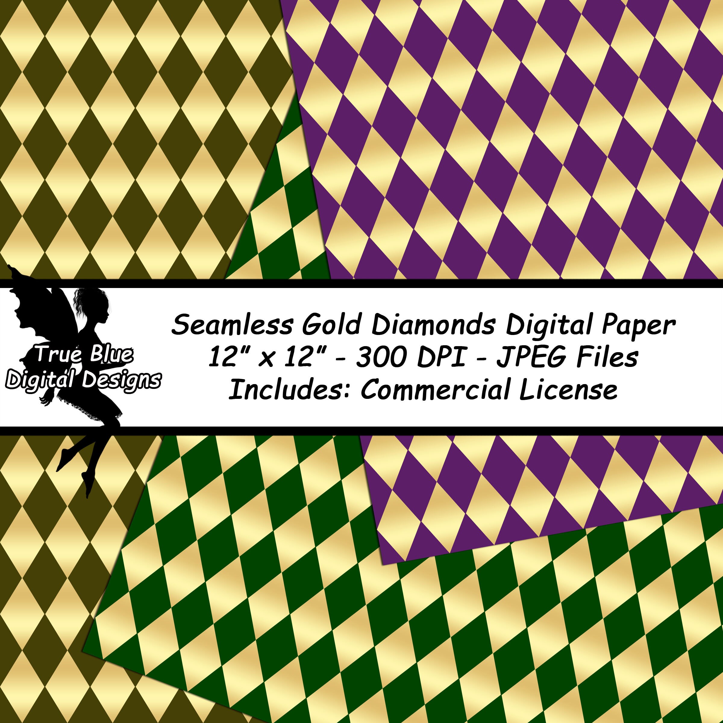 Gold Diamonds Digital Paper, Diamond Backgrounds, Scrapbook Papers ...