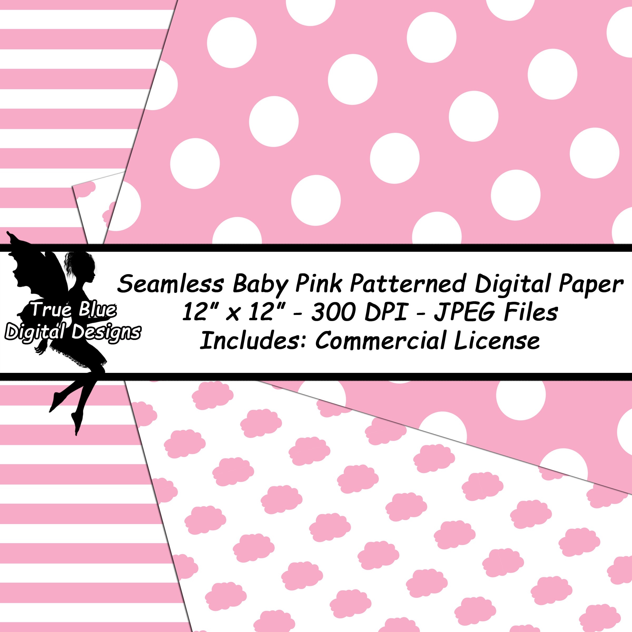 Baby Pink Digital Paper, Baby Girl Paper, Nursery Paper, Pink Patterned ...