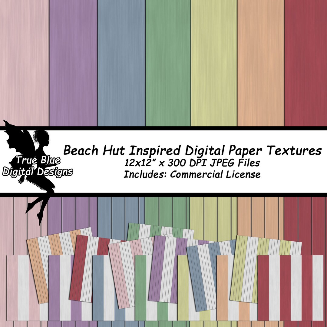 Beach Hut Inspired Digital Paper, Beach Paper, Beach Hut Textures ...
