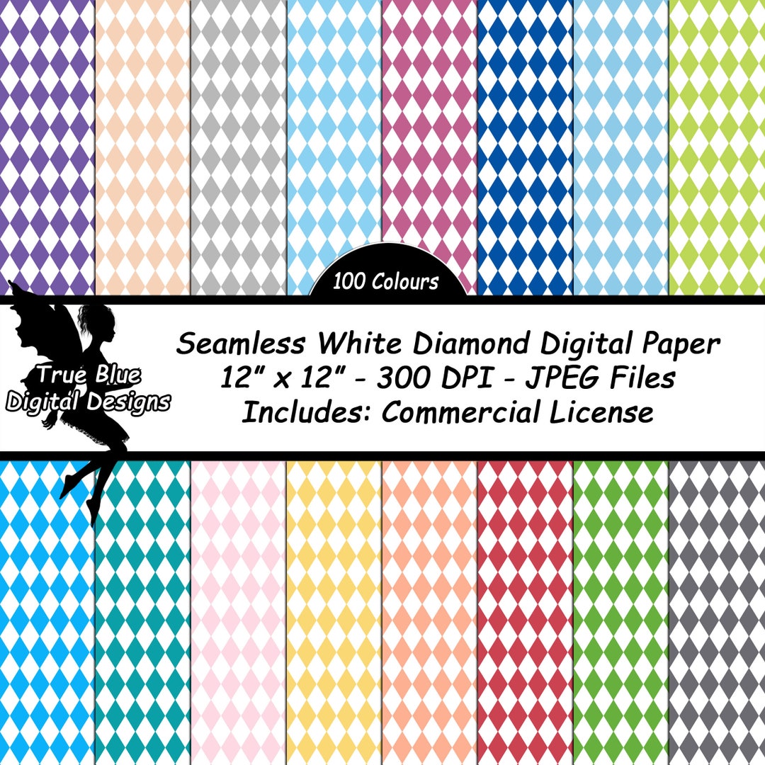 White Diamonds Digital Paper, Diamond Backgrounds, Scrapbook Papers ...