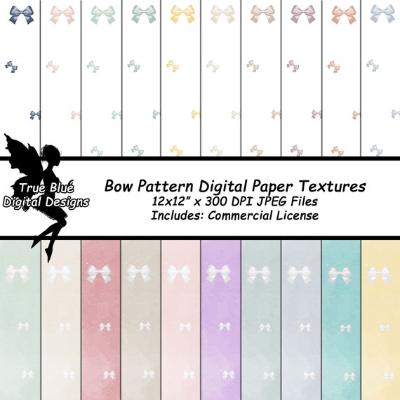 Bow Patterned Digital Paper-watercolor Digital Paper-digital | Etsy
