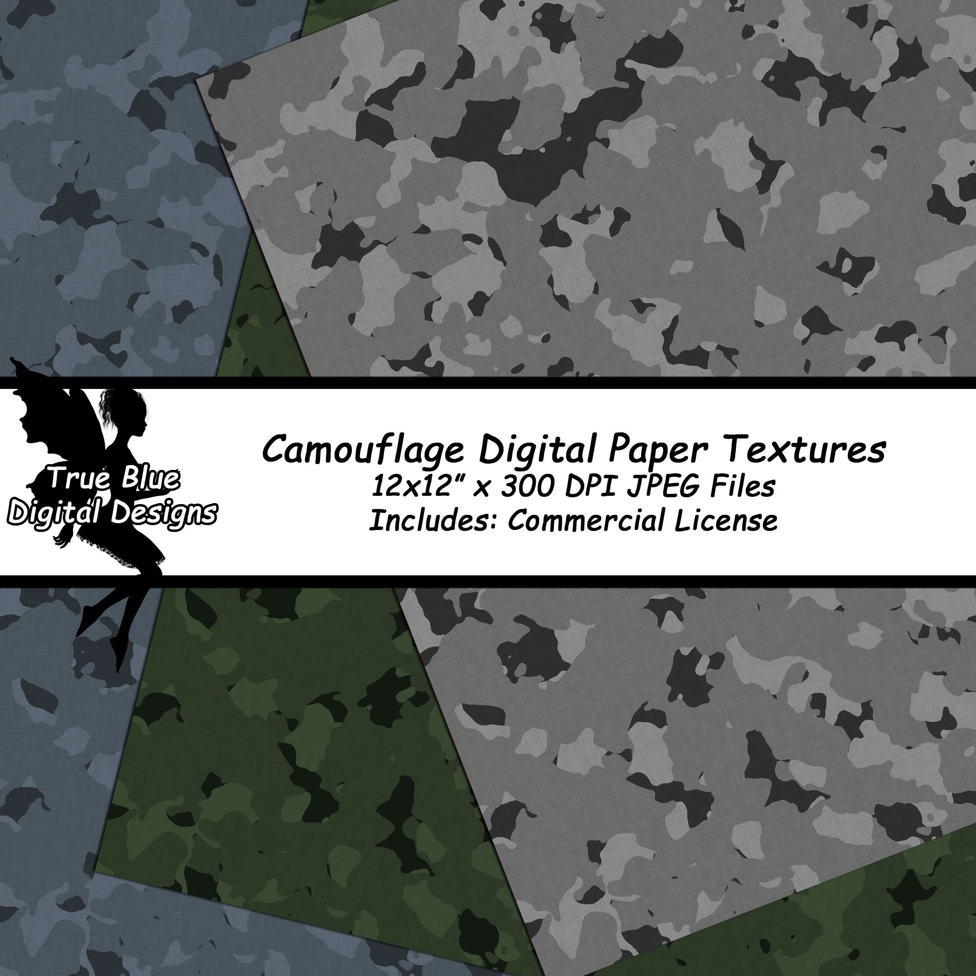 Camouflage Digital Paper, Camo, Army Colored Digital Paper, Camouflage ...