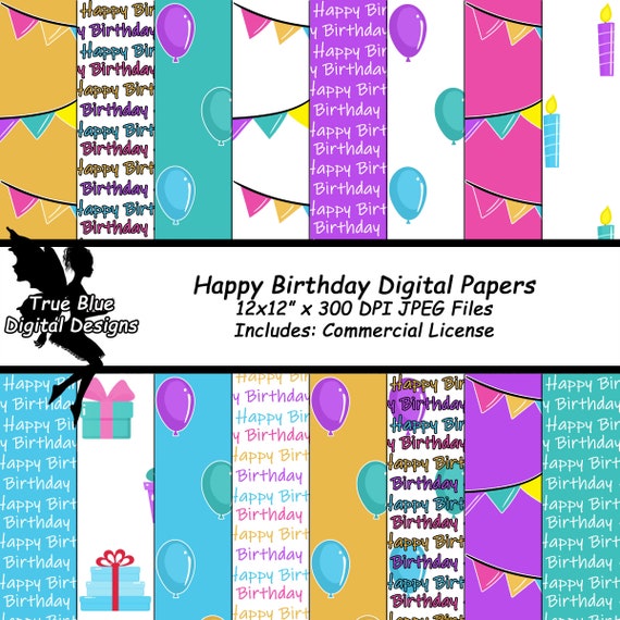 Happy Birthday Digital Paper Happy Birthday Birthday Paper - Etsy