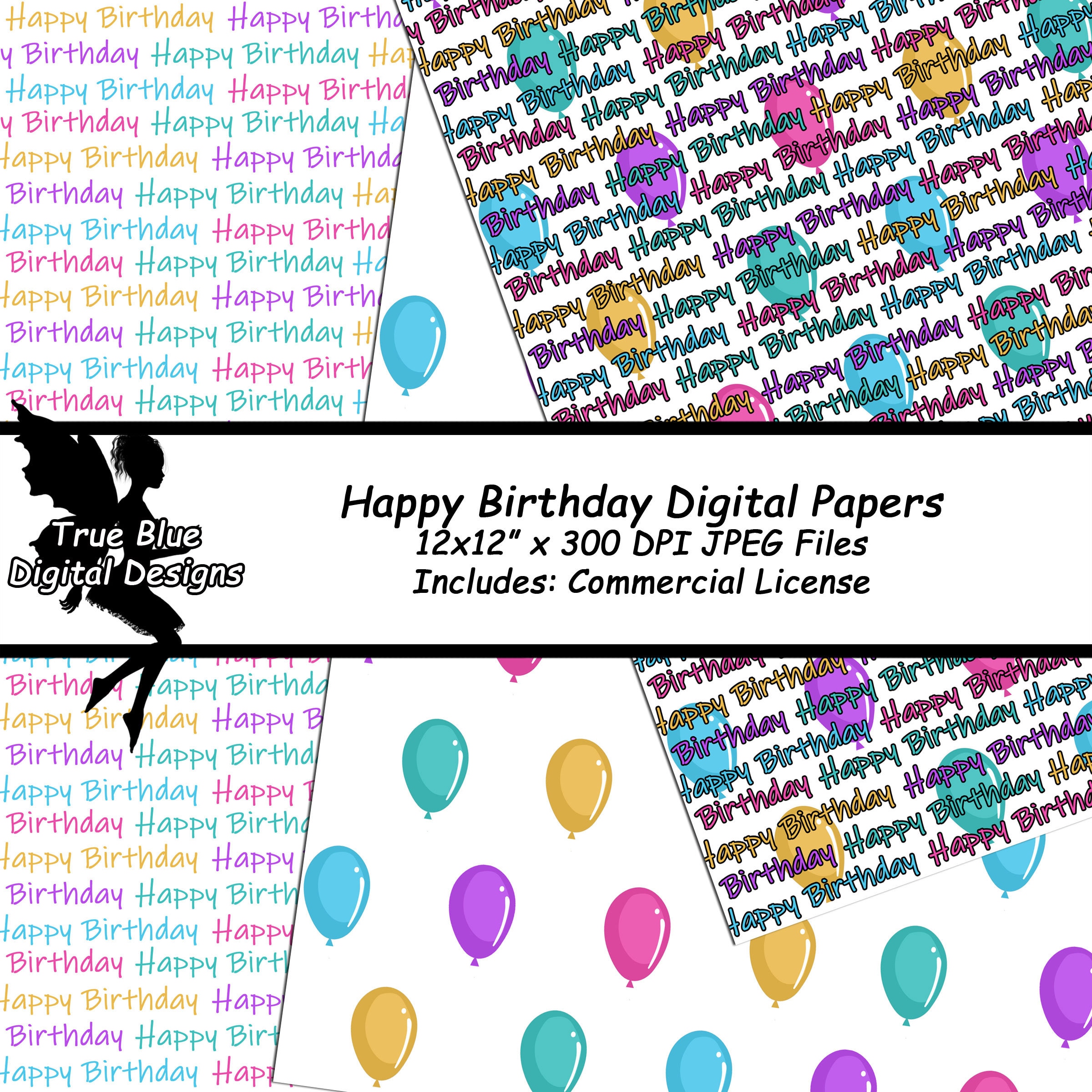 Happy Birthday Digital Paper, Happy Birthday, Birthday Paper, Digital ...