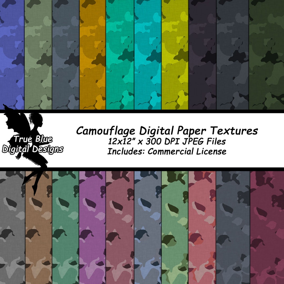 Camouflage Digital Paper, Camo, Army Colored Digital Paper, Camouflage ...