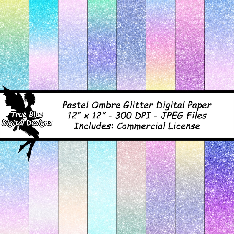 Pastel Ombre Glitter Digital Paper Pastel Glitter Ombre - Etsy
