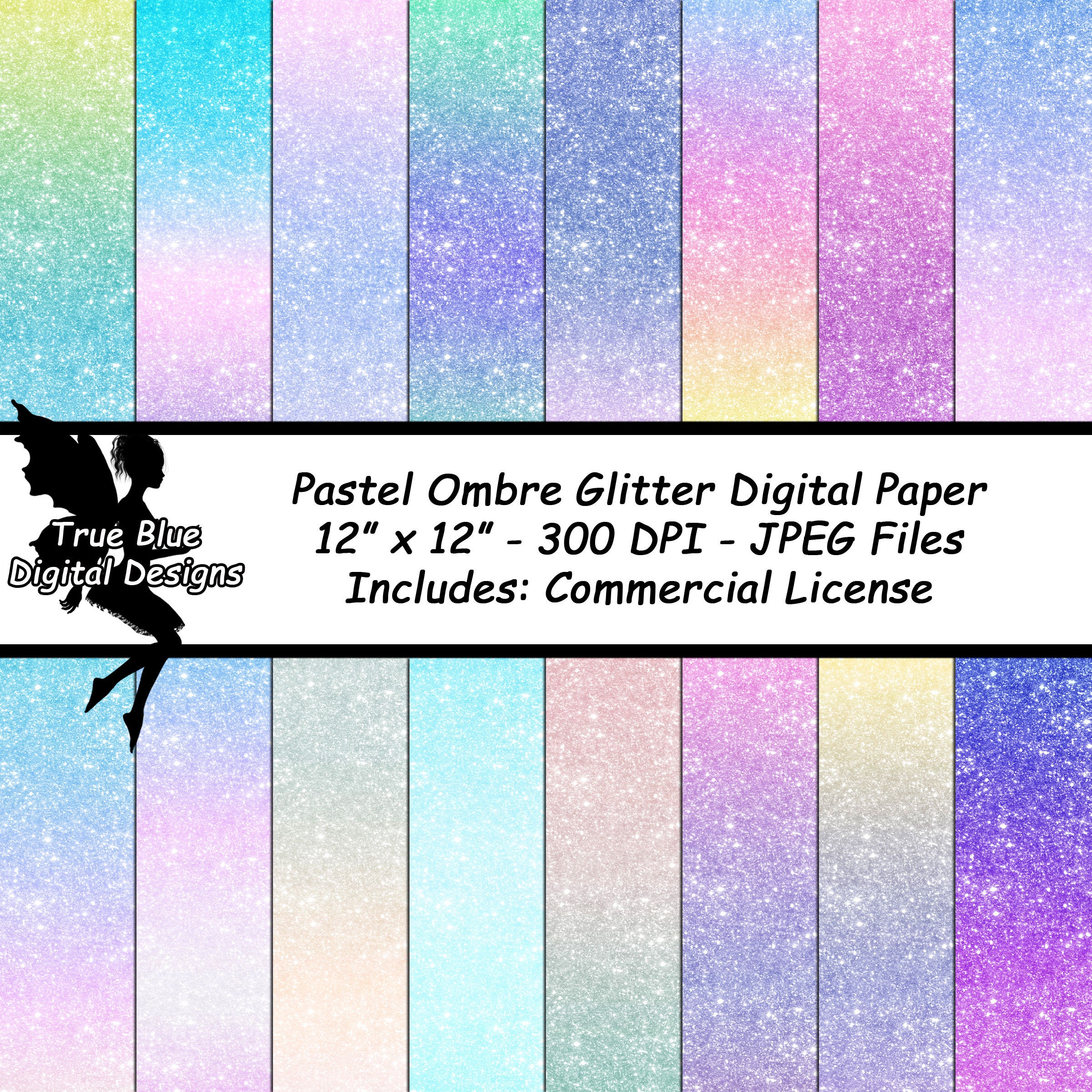 Pastel Ombre Glitter, Digital Paper, Pastel Glitter, Ombre Glitter ...