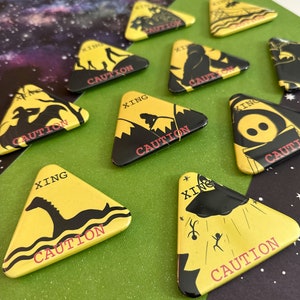 3" Cryptid Warning Triangle Shaped Buttons | Triangle Button | Cryptid ...