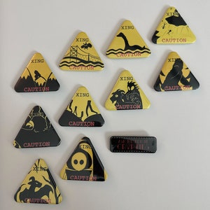 3" Cryptid Warning Triangle Shaped Buttons | Triangle Button | Cryptid Buttons | Mothman ...