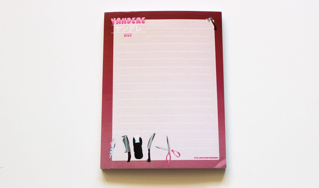 Yandere Memo Pads | Anime Inspired Stationery | Keikiiart Monster Shop ...