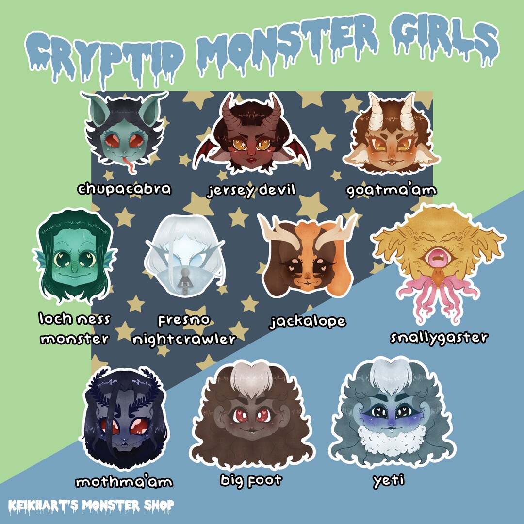 1.5" Cryptid Monster Girl Acrylic Pin | Acrylic Pin | Monster Girl Pin ...