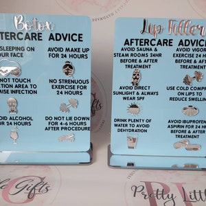 3D Aesthetics Aftercare Sign Set/ Lip Filler After Care/ Botox ...