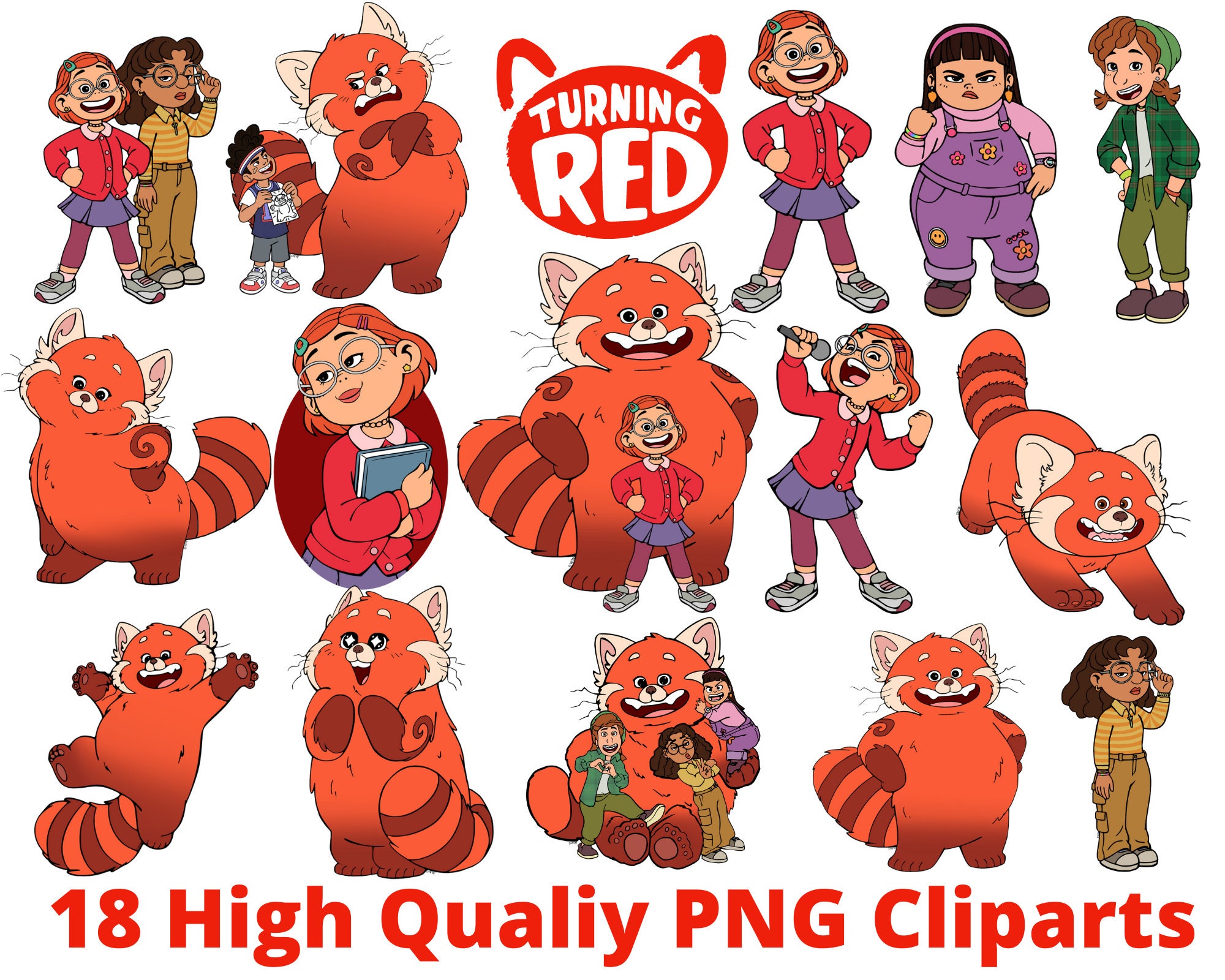 Turning Red 18 PNG Clipart descarga instantánea / Turning Red - Etsy México