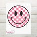 Pink Checkered Distressed Happy Face Sublimation Transfer Ready to ...