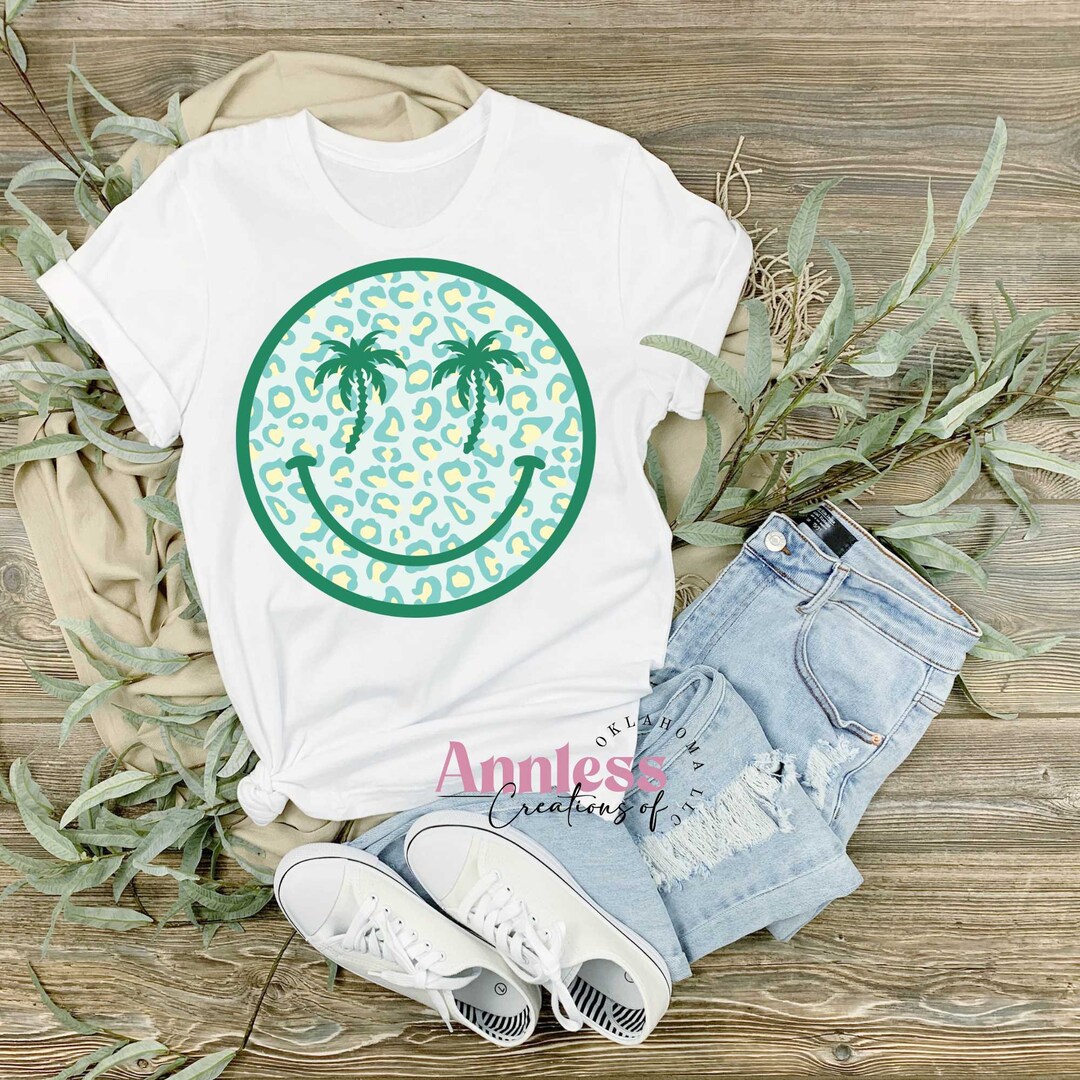 Palm Tree Happy Face Sublimation Transfer Ready to Press - Etsy