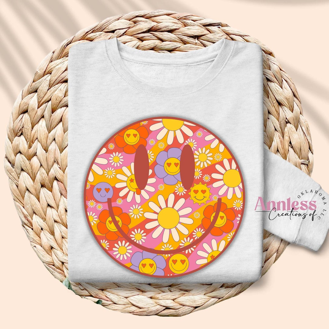 Happy Face Floral Sublimation Transfer Sheet Ready to Press Sublimation ...