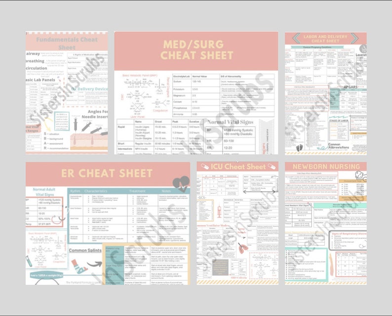 Nursing Cheat Sheets | Nursing School | Nurse Gift | Digital Download ...