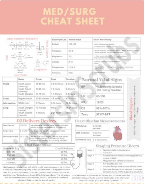 Nursing Cheat Sheets | Nursing School | Nurse Gift | Digital Download ...