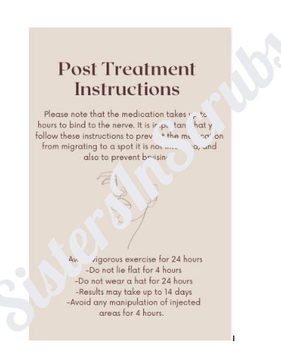 Botox Aftercare Card | Post Care Instructions | Neurotoxin ...