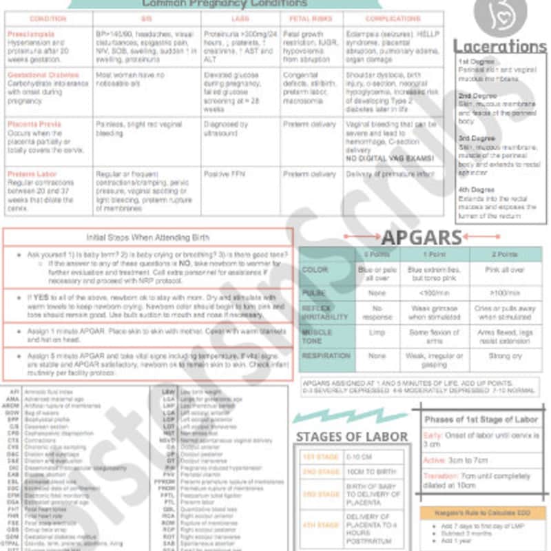 Labor and Delivery Nursing Cheat Sheet - Etsy