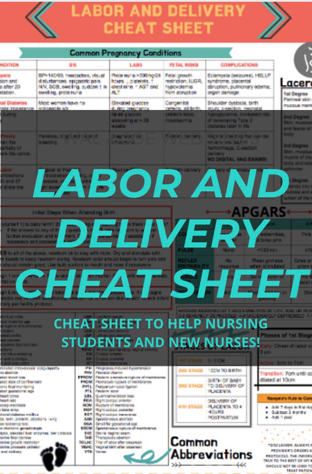 Labor & Delivery Nursing | Nursing Cheat Sheets | Nursing School | Nurse Gift | Printed ...
