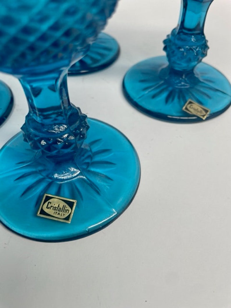 Cristallin Vintage ITALY Italian Made Thick Glass Wine Glasses 'stamped ...