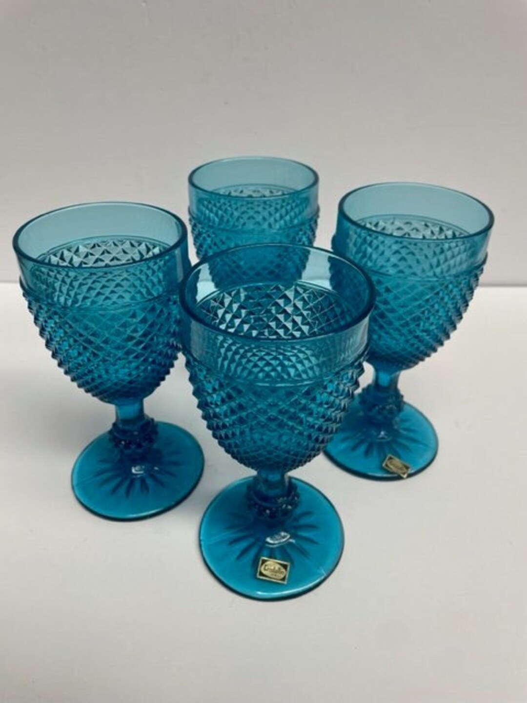 Cristallin Vintage ITALY Italian Made Thick Glass Wine Glasses 'stamped ...