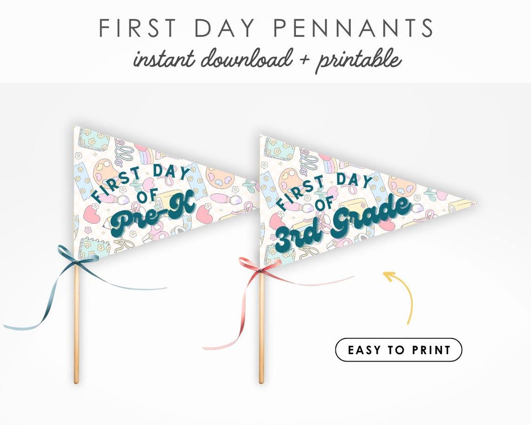 Back to School Prinatables Pennant Flags | Instant Download Flag Props ...