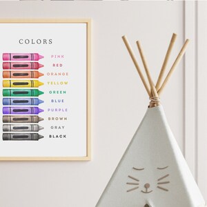 Colors Educational Poster, Playroom Watercolor Art, Colorful Homeschool ...