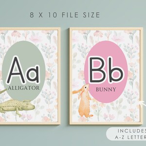 Watercolor Pastel Classroom Decor, Alphabet Posters, Animal Letters ...