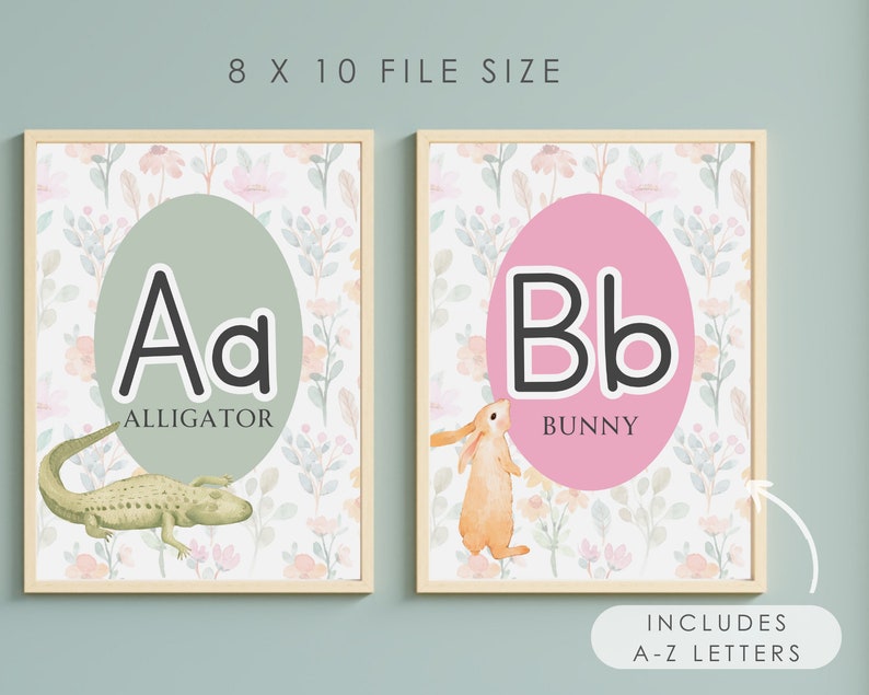 Watercolor Pastel Classroom Decor, Alphabet Posters, Animal Letters ...
