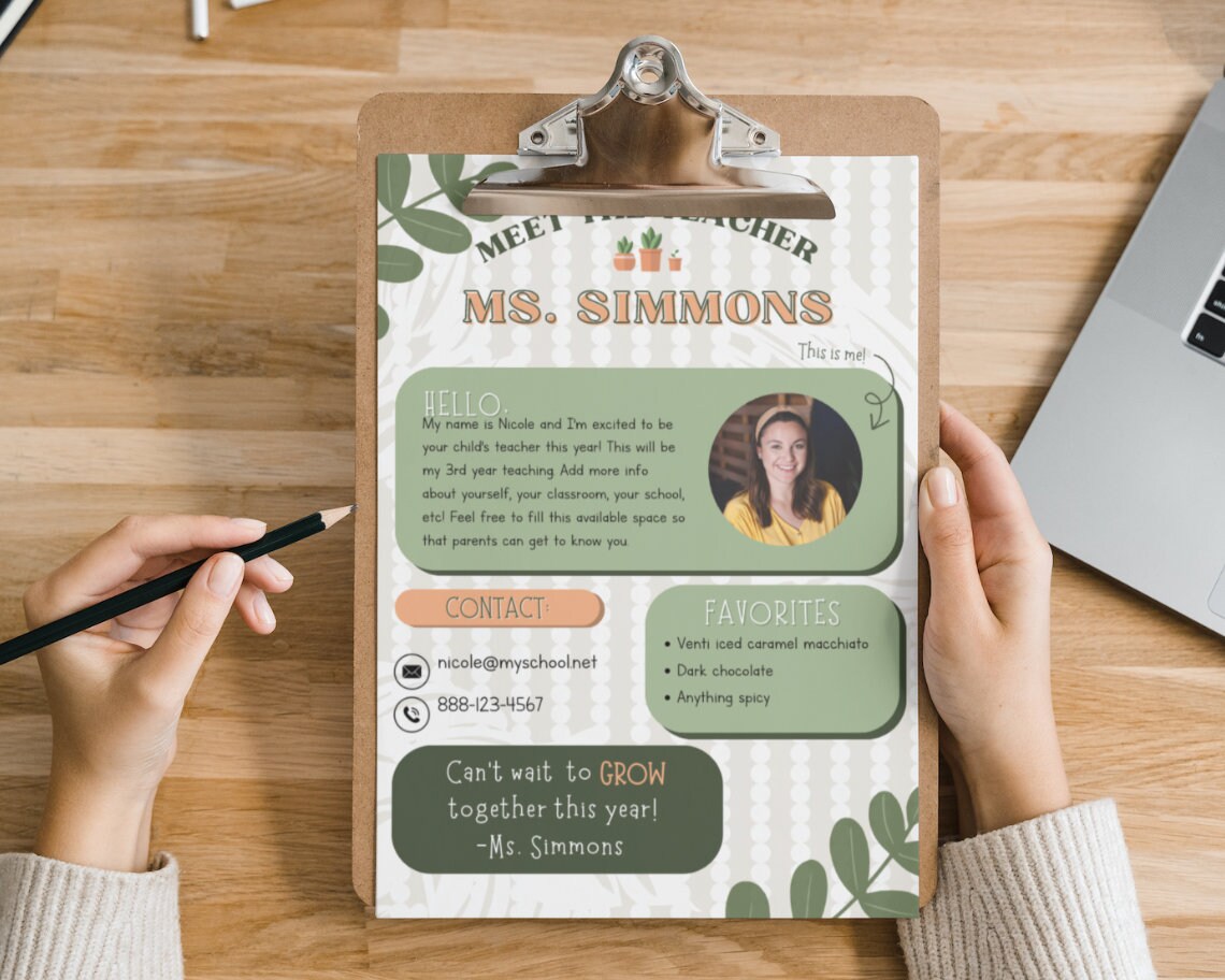 Back to School, Meet the Teacher Editable Canva Template, Boho, INSTANT ...