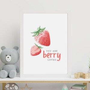 Strawberry Wall Art, Fruity Classroom Decor, Modern Nursery Poster ...