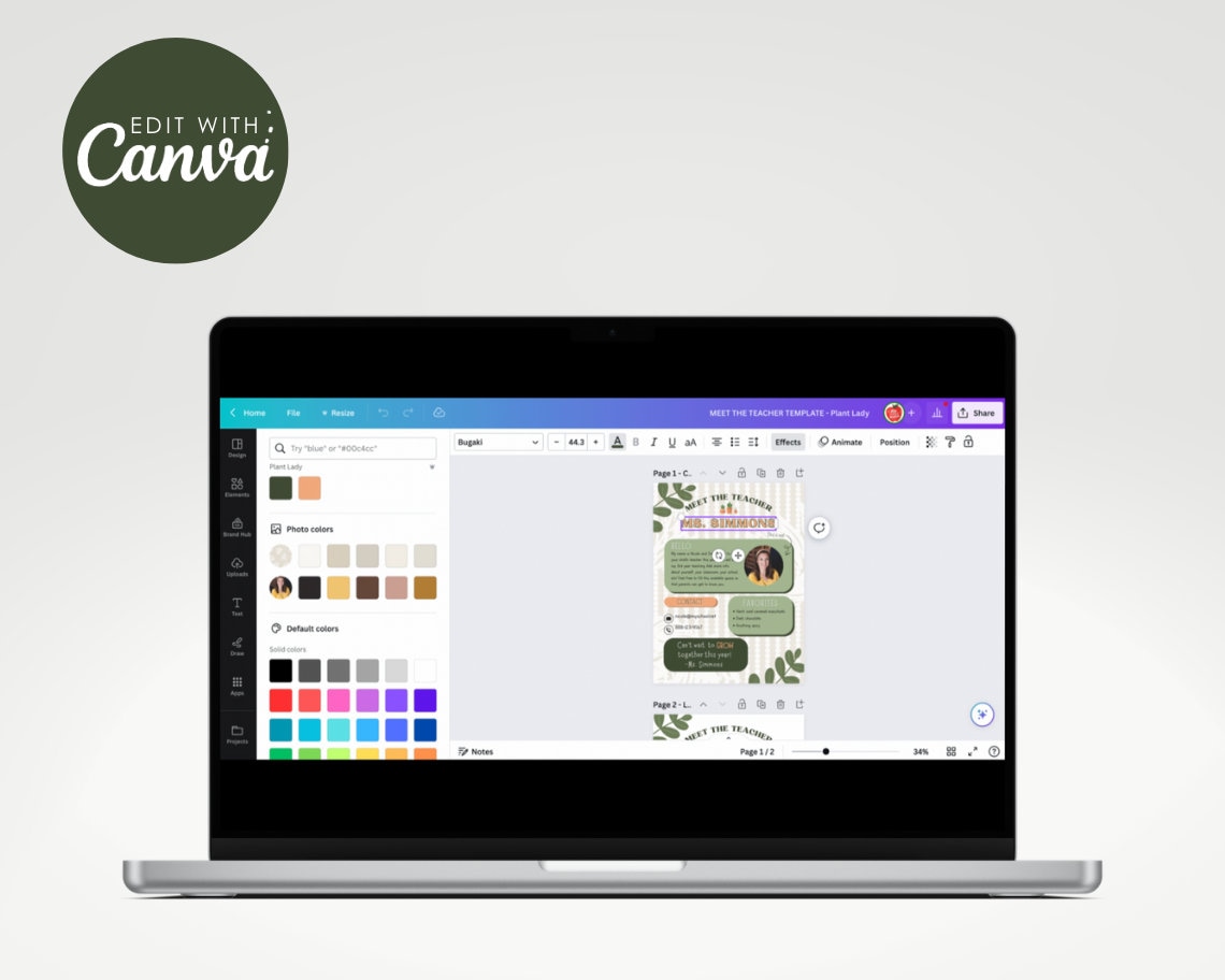 Back to School, Meet the Teacher Editable Canva Template, Boho, INSTANT ...