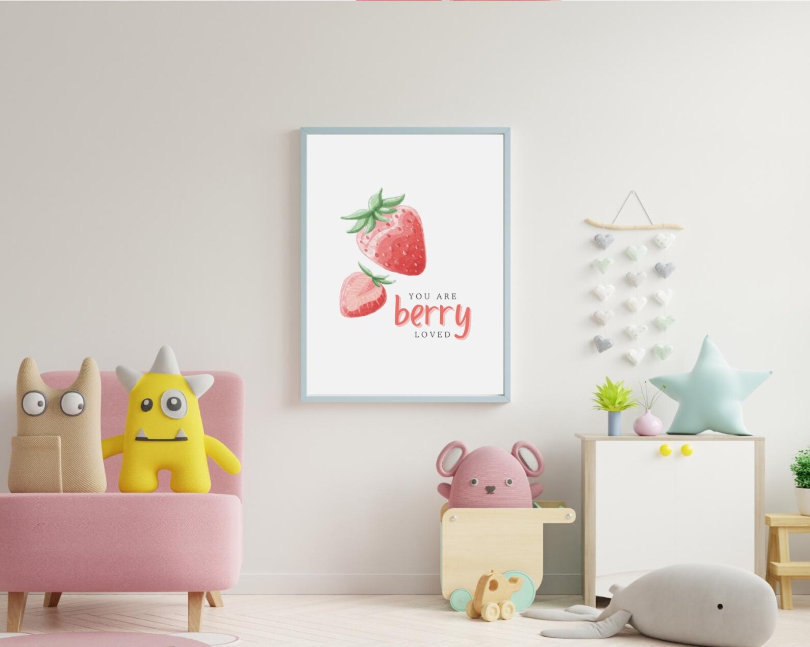 Strawberry Wall Art, Fruity Classroom Decor, Modern Nursery Poster ...