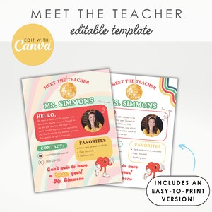 Back to School, Meet the Teacher Editable Canva Template, Colorful ...