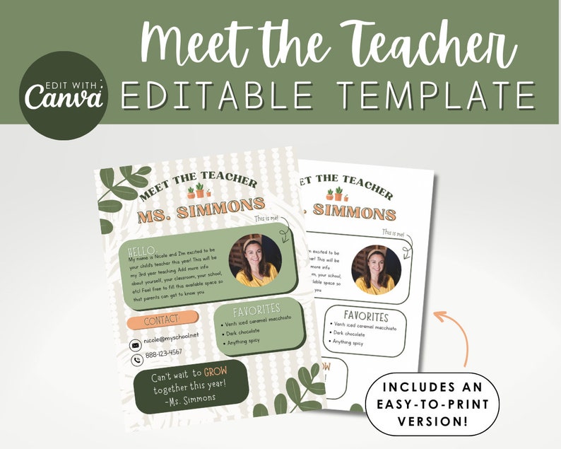 Back to School Meet the Teacher Editable Canva Template - Etsy