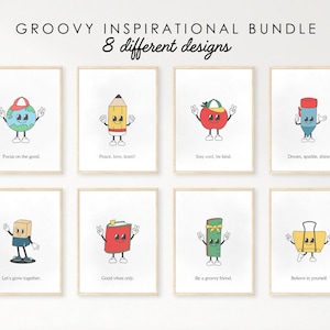 Groovy Set of 8 Educational Posters, Vintage Classroom Decor, Retro ...