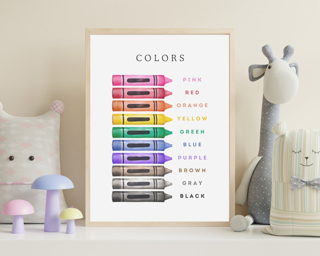 Colors Educational Poster, Playroom Watercolor Art, Colorful Homeschool ...