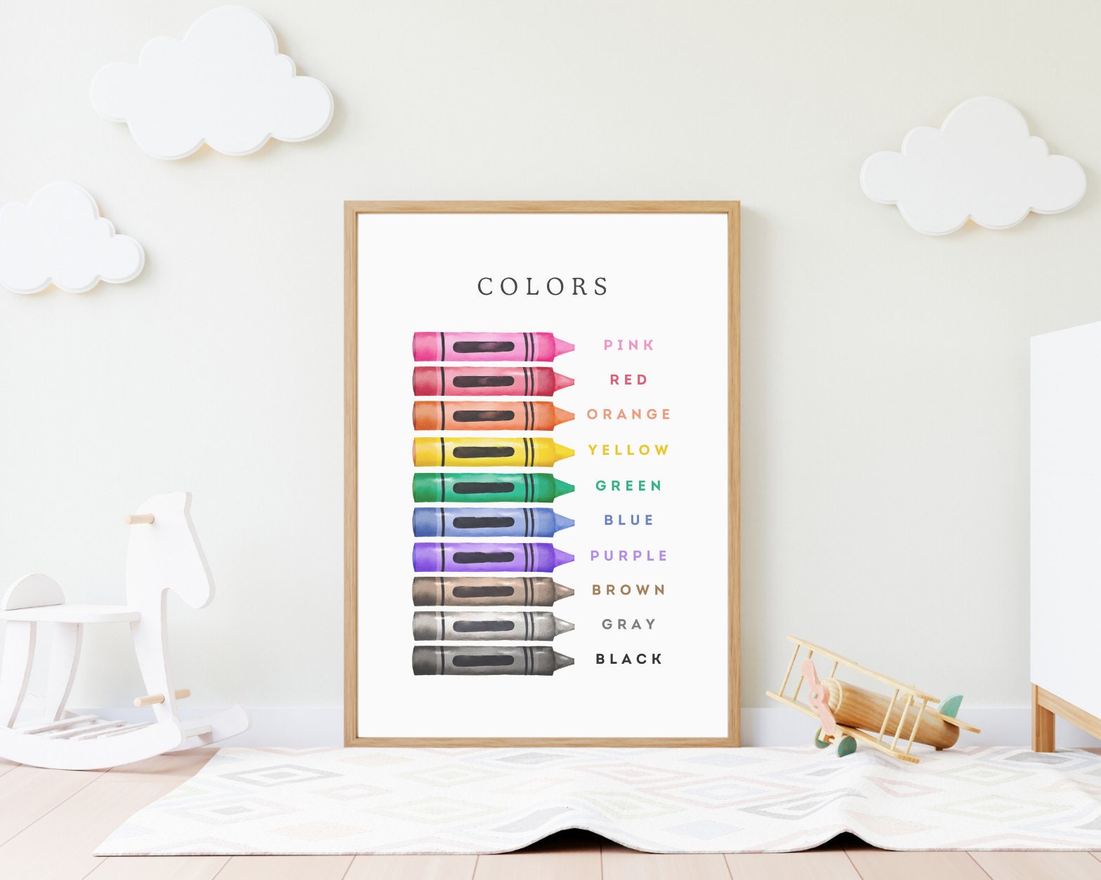 Colors Educational Poster, Playroom Watercolor Art, Colorful Homeschool ...